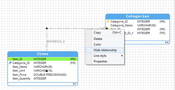 Show/hide relationships from a diagram | Docs for ERBuilder 7.0