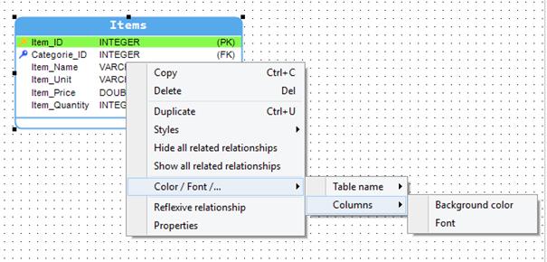 Table Styles | Docs for ERBuilder 7.0