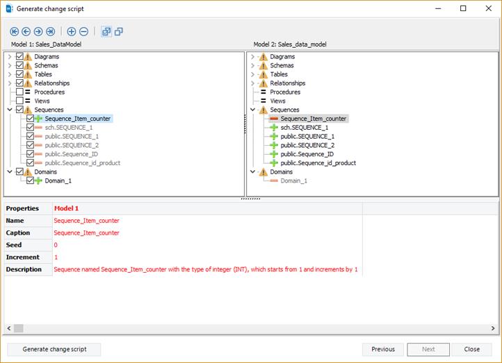 Generate change script | Docs for ERBuilder 7.0