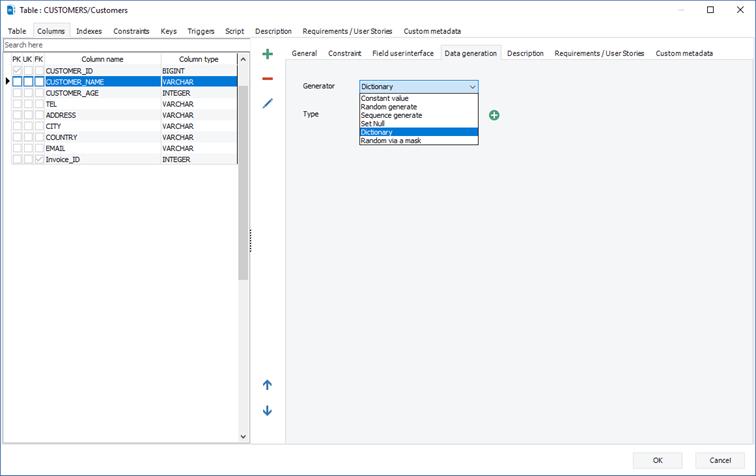 Assign Data Generators | Docs for ERBuilder 7.0
